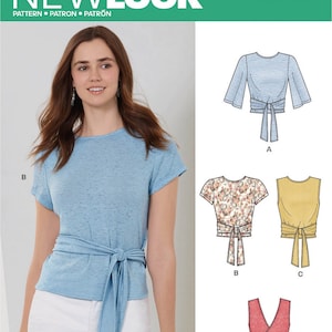 New Look N6620 Sewing Pattern Misses Wrap Tops With Sleeve Variations ...