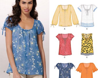 New Look 6871 Sewing Pattern Misses Easy Pullover Tops With Neckline ...