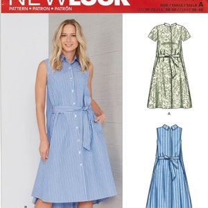 New Look N6654 Sewing Pattern for Misses Button Front Shirt Dress With ...