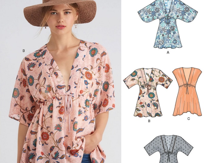 New Look 6575 Sewing Pattern for Misses Flowy Tunic Tops With Sleeve ...