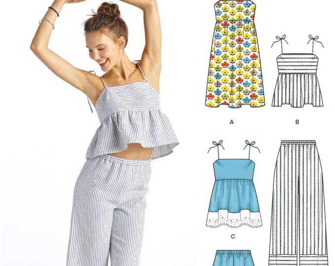 New Look 6518 Sewing Pattern Misses Dress Tops in Two Lengths Pants and ...