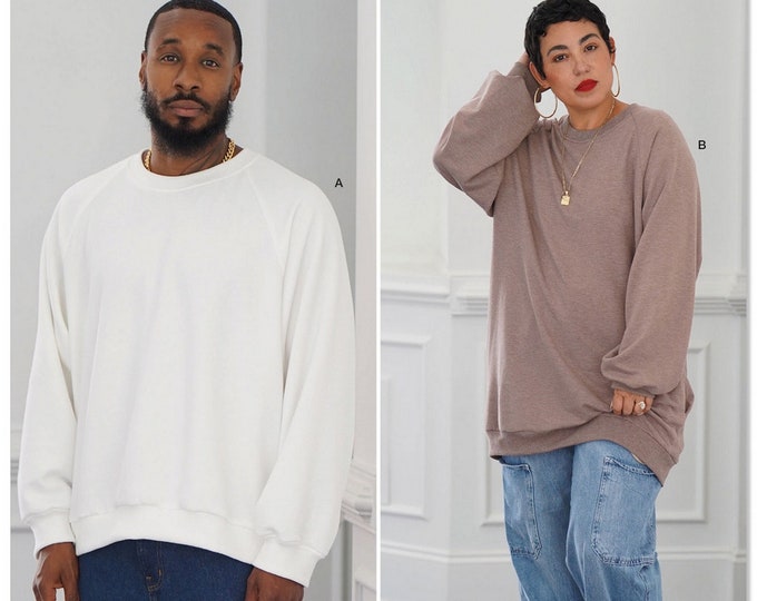 Simplicity S9897 Sewing Pattern Misses and Mens Unisex Pullover Raglan ...