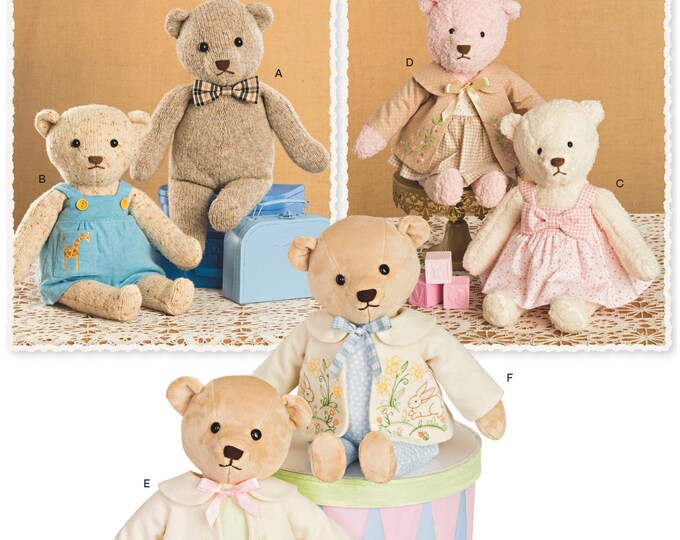 Simplicity 8155 Sewing Pattern for Stuffed Teddy Bears With Clothes ...