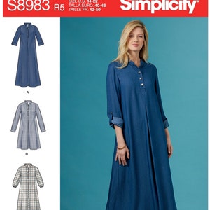 Simplicity S8983 Sewing Pattern Misses Pullover Banded Collar Dresses ...