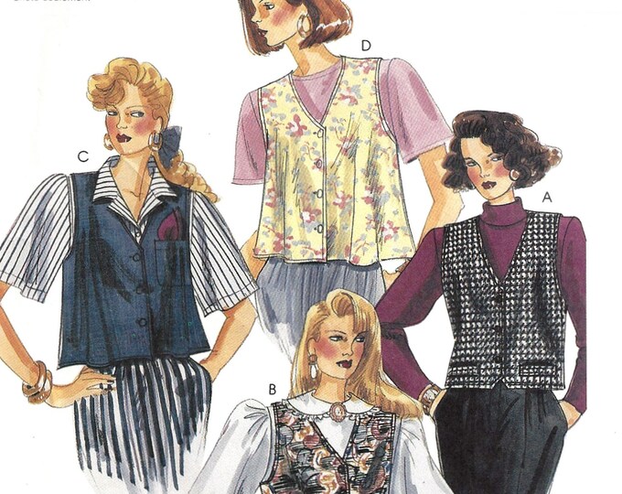 Mccalls 0021 Sewing Pattern Misses Vintage 80s Easy Button Front Unlined Vests Flared or Semi ...