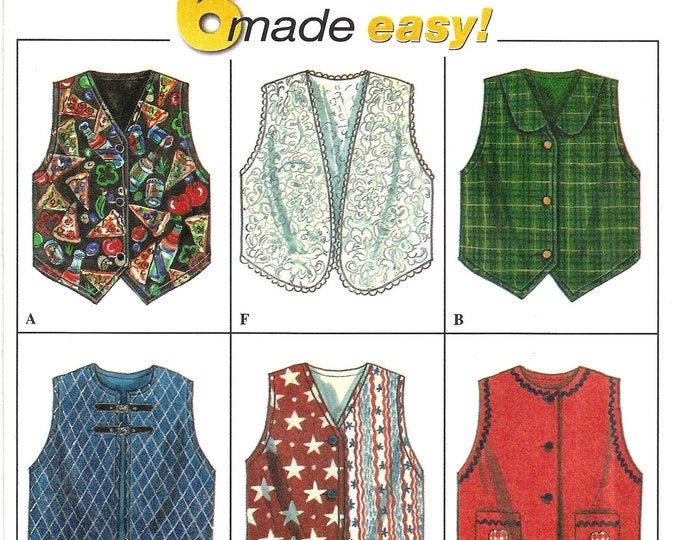 Simplicity 7357 Sewing Pattern Child and Girls Set of Vests Six Made Easy Sz 3-6 Uncut - Etsy