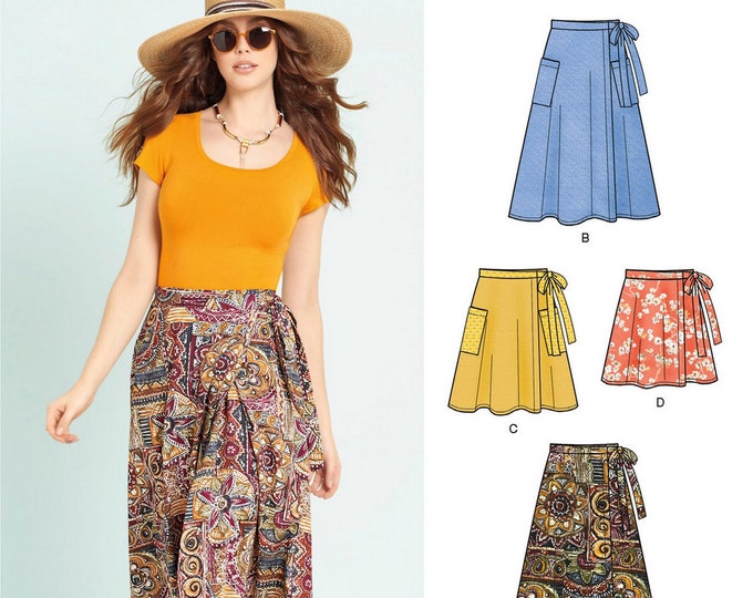 New Look 6456 Sewing Pattern Misses Easy Wrap Skirts in Four Lengths Sz ...
