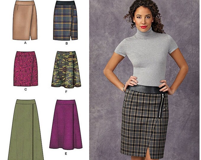 Simplicity 1322 Sewing Pattern Misses Mock Wrap Slim Skirt in Two ...