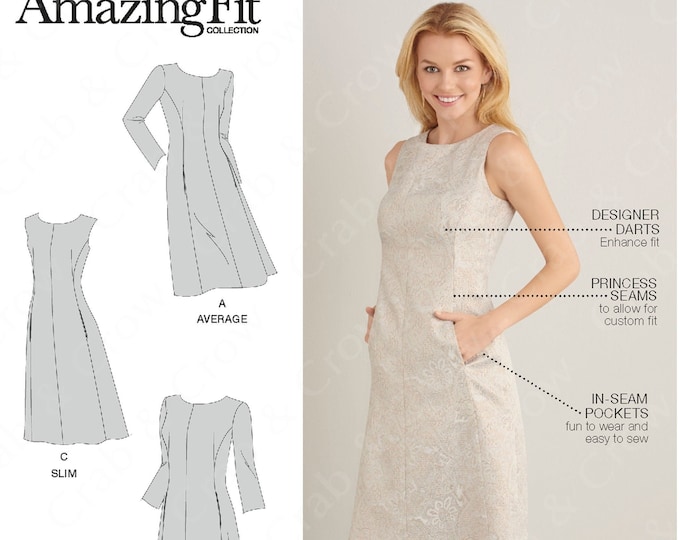 Simplicity 8258 Sewing Pattern Misses Amazing Fit Dress Round Neckline ...