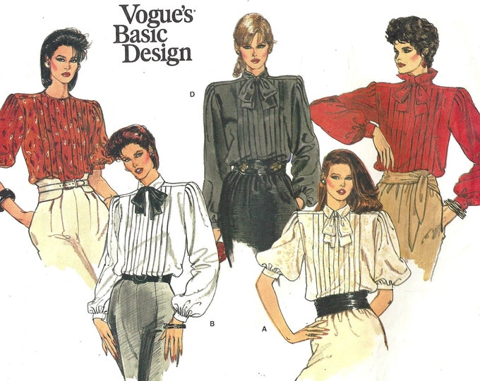 Vogue 1200 Sewing Pattern Vintage 80s Misses Loose Fitting Tucked Front ...