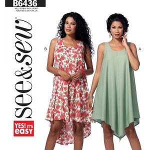 Butterick B6436 Sewing Pattern Misses Easy Asymmetrical Hem - Etsy