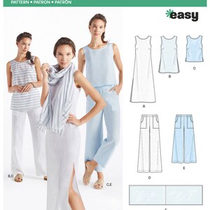 New Look 6517 Sewing Pattern Misses Easy Sleeveless Dress Tunic or Top ...