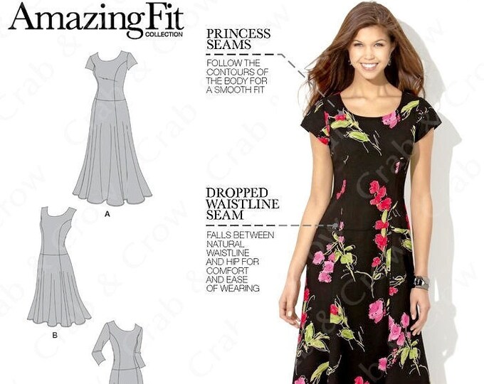 Simplicity 8258 Sewing Pattern Womens Plus Size Amazing Fit Dress Round ...