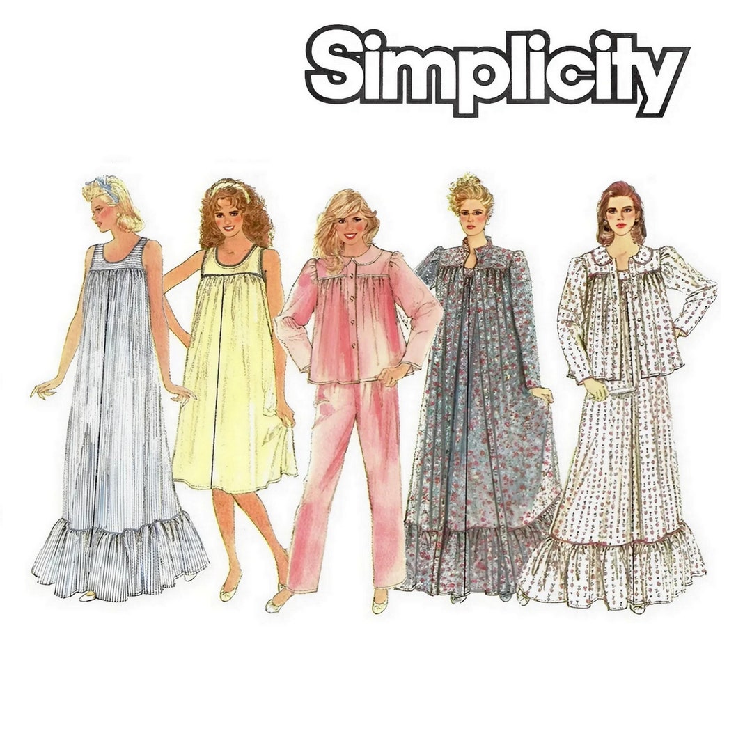 Simplicity 8310 Sewing Pattern Misses Nightgown in Two Lengths Robe Bed ...
