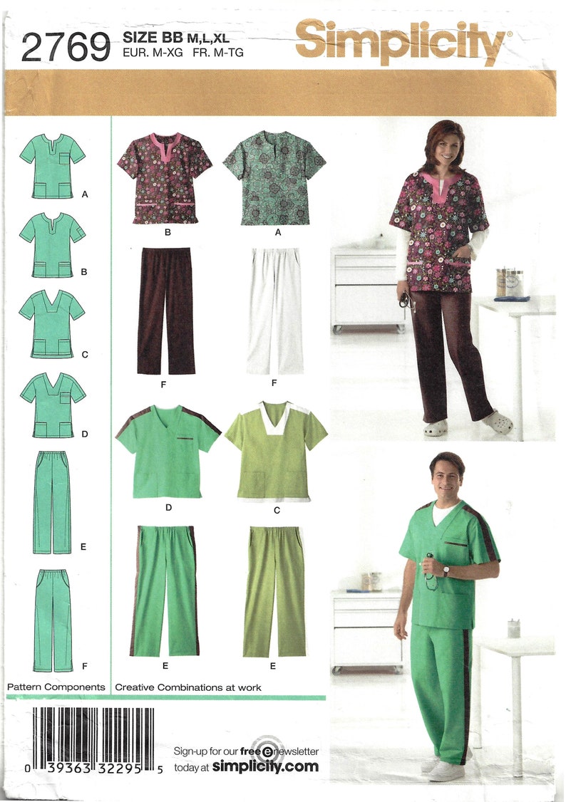 Simplicity 2769 Sewing Pattern Misses and Mens Unisex Scrubs - Etsy