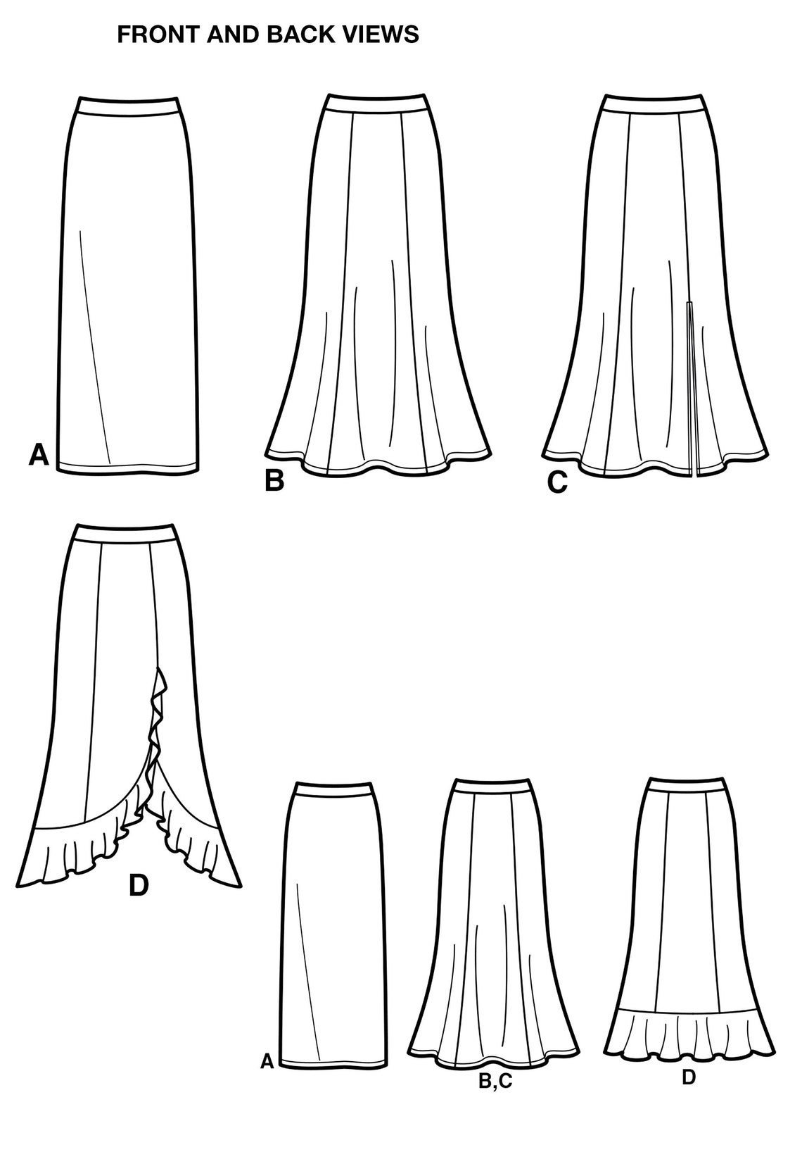 New Look 6288 Sewing Pattern for Misses Easy Pull on Knit Skirts Sz 8 ...