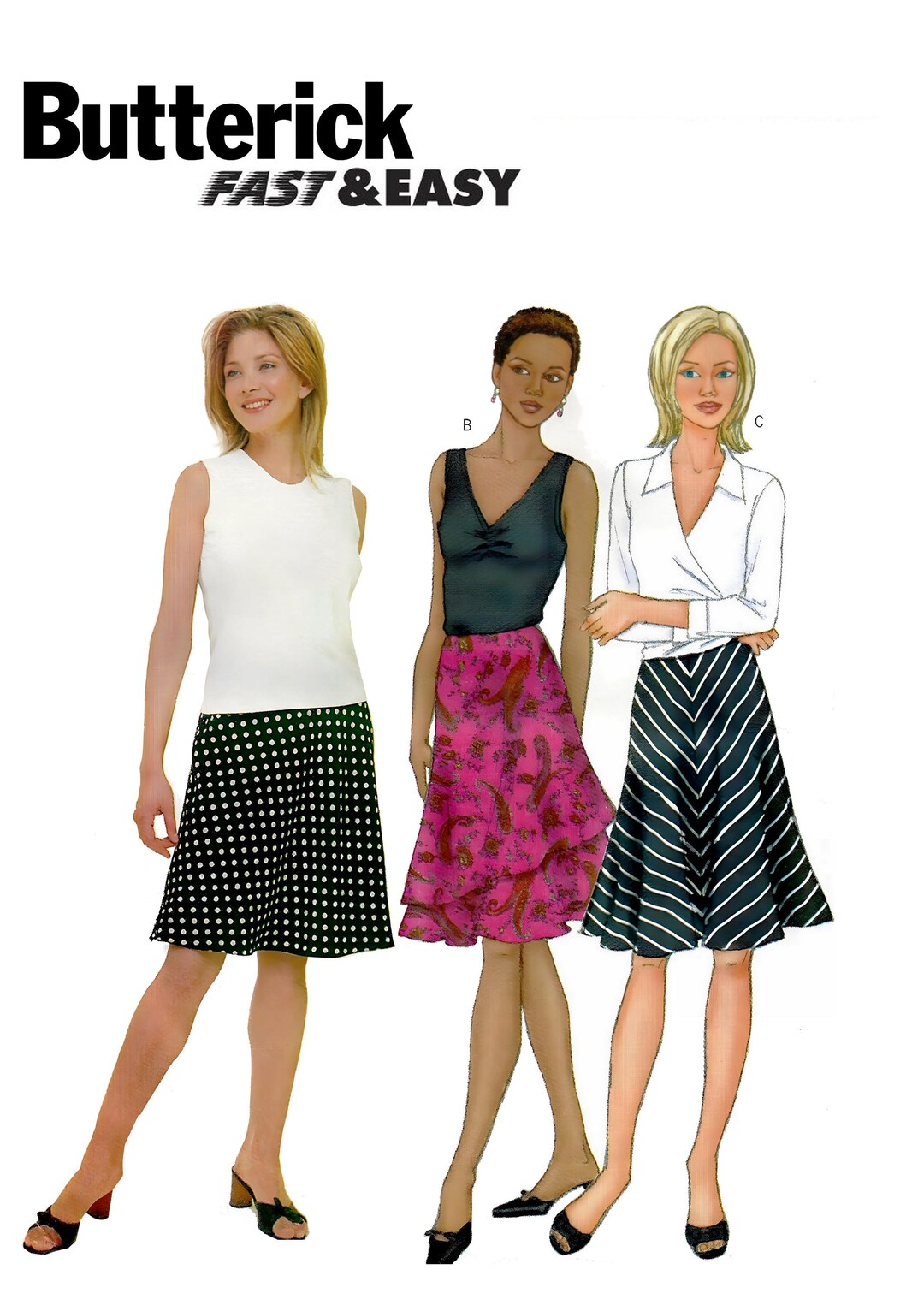 Butterick 3061 Sewing Pattern Misses Slightly Flared Bias Skirts With ...