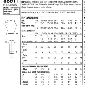 Simplicity S8911 Sewing Pattern Misses Knit Caftans With Neckline and ...