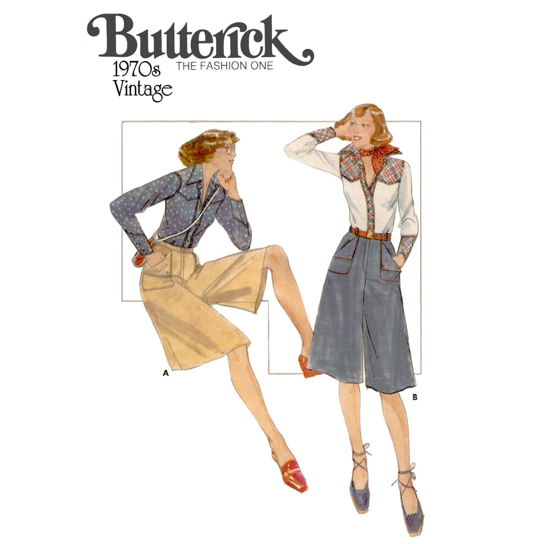 Butterick 4918 Sewing Pattern Misses Vintage 70s Button Front Bias Yoke ...