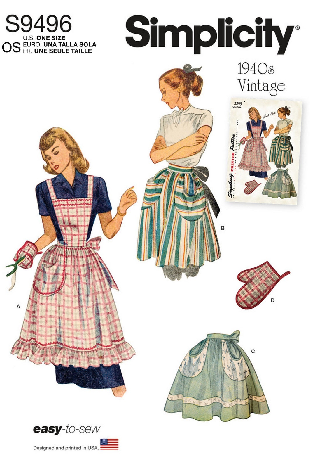 Simplicity S9496 Sewing Pattern Misses Vintage 1940s Reproduction ...