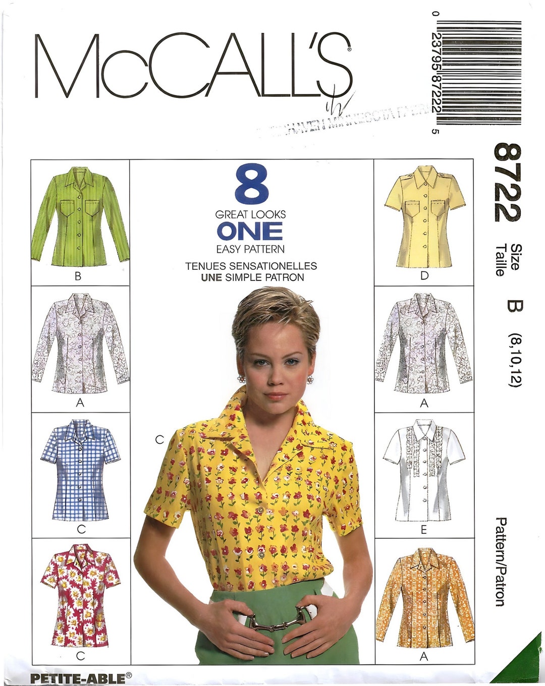 Mccalls 8722 Sewing Pattern Misses Button Front Blouses Sleeve ...