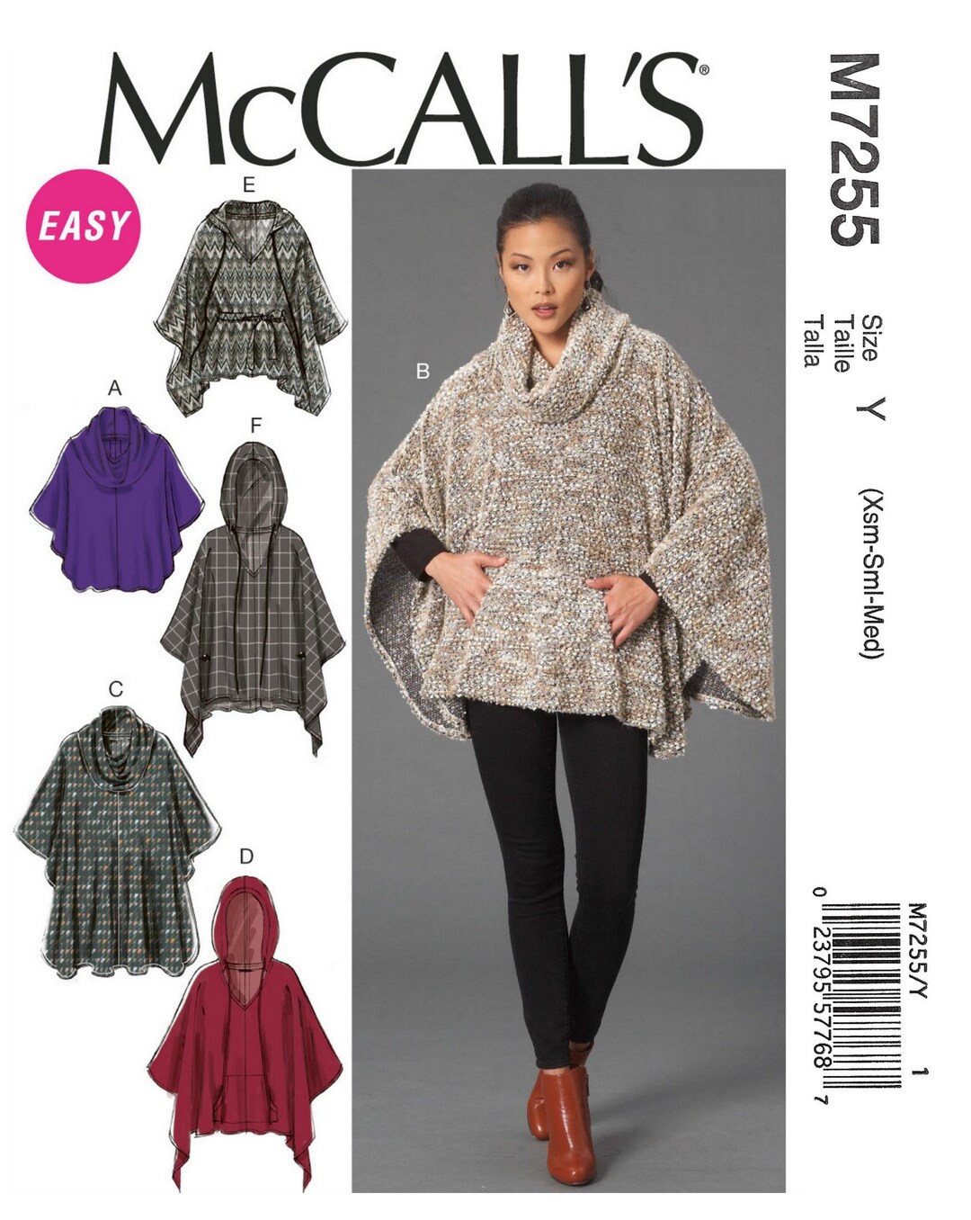 Mccalls M7255 Sewing Pattern Misses Easy Cowl Neck or Hooded Knit ...