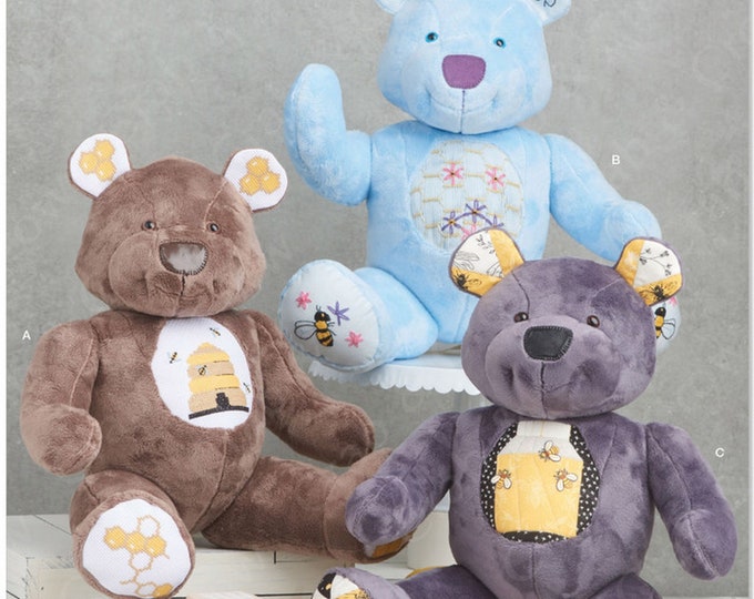 Simplicity S9307 Sewing Pattern for Plush Bears Stuffed Animals in Two ...