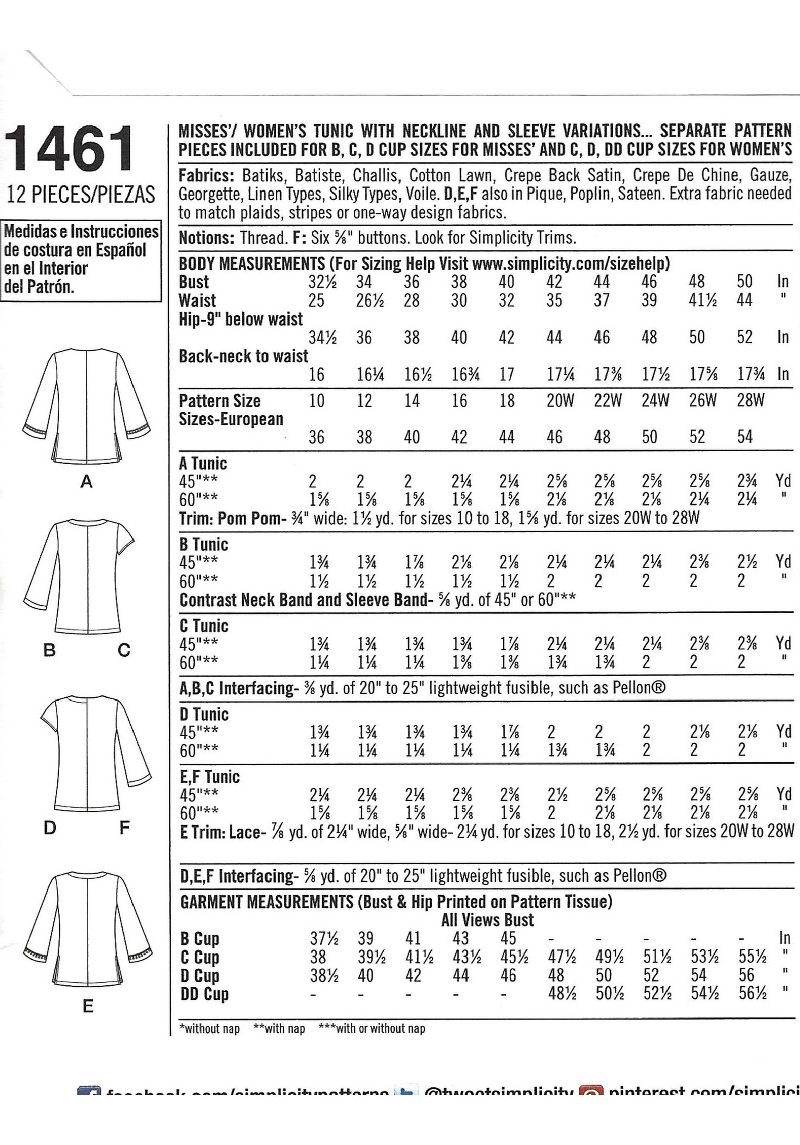 Simplicity 1461 Sewing Pattern Misses Tunic With Neckline and - Etsy