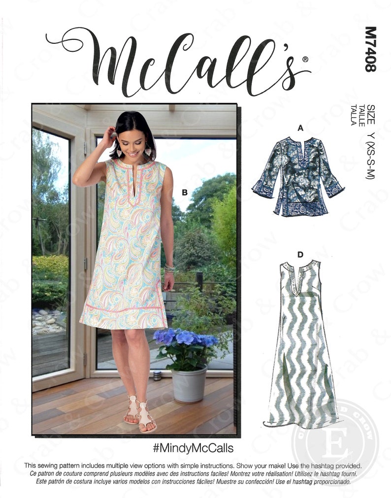 Mccalls M7408 Sewing Pattern for Misses Notched Tunic and - Etsy