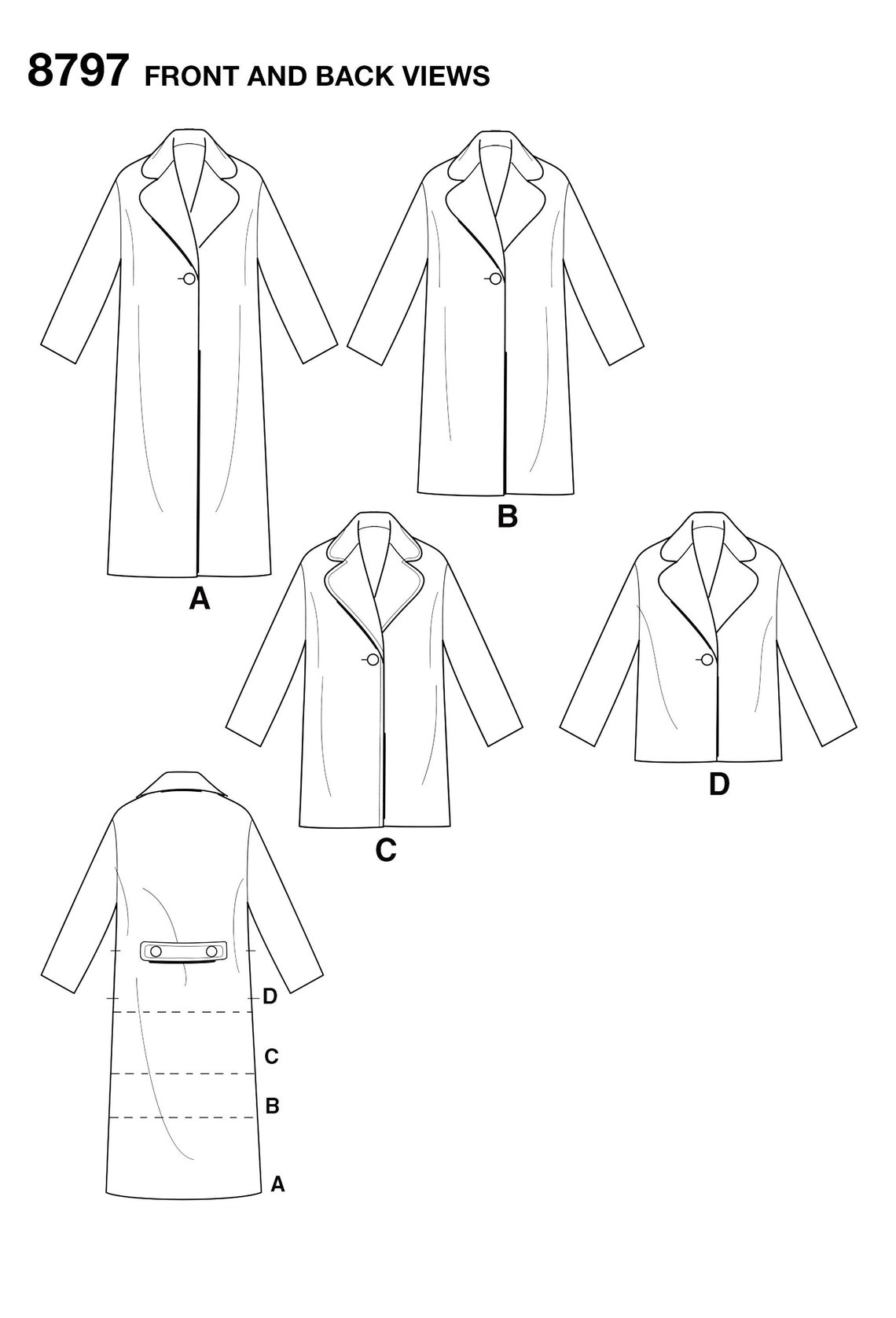 Simplicity 8797 Sewing Pattern Misses Loose Fitting Lined Coat - Etsy