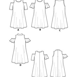 Simplicity 8383 Sewing Pattern Misses Knit Trapeze Dress With Neckline ...