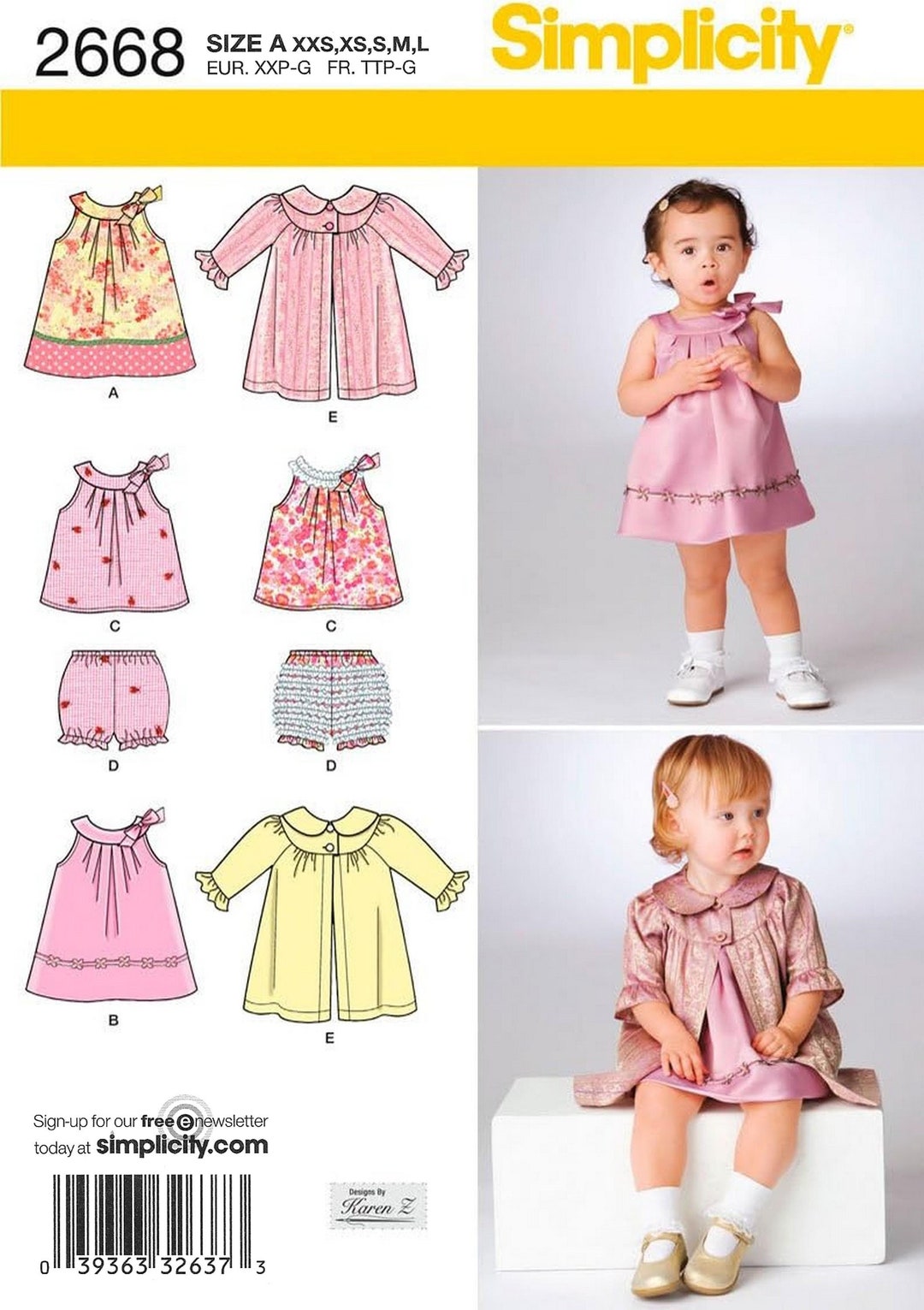 Simplicity 2668 Sewing Pattern for Babies Dress Top and Coat by Karen Z ...