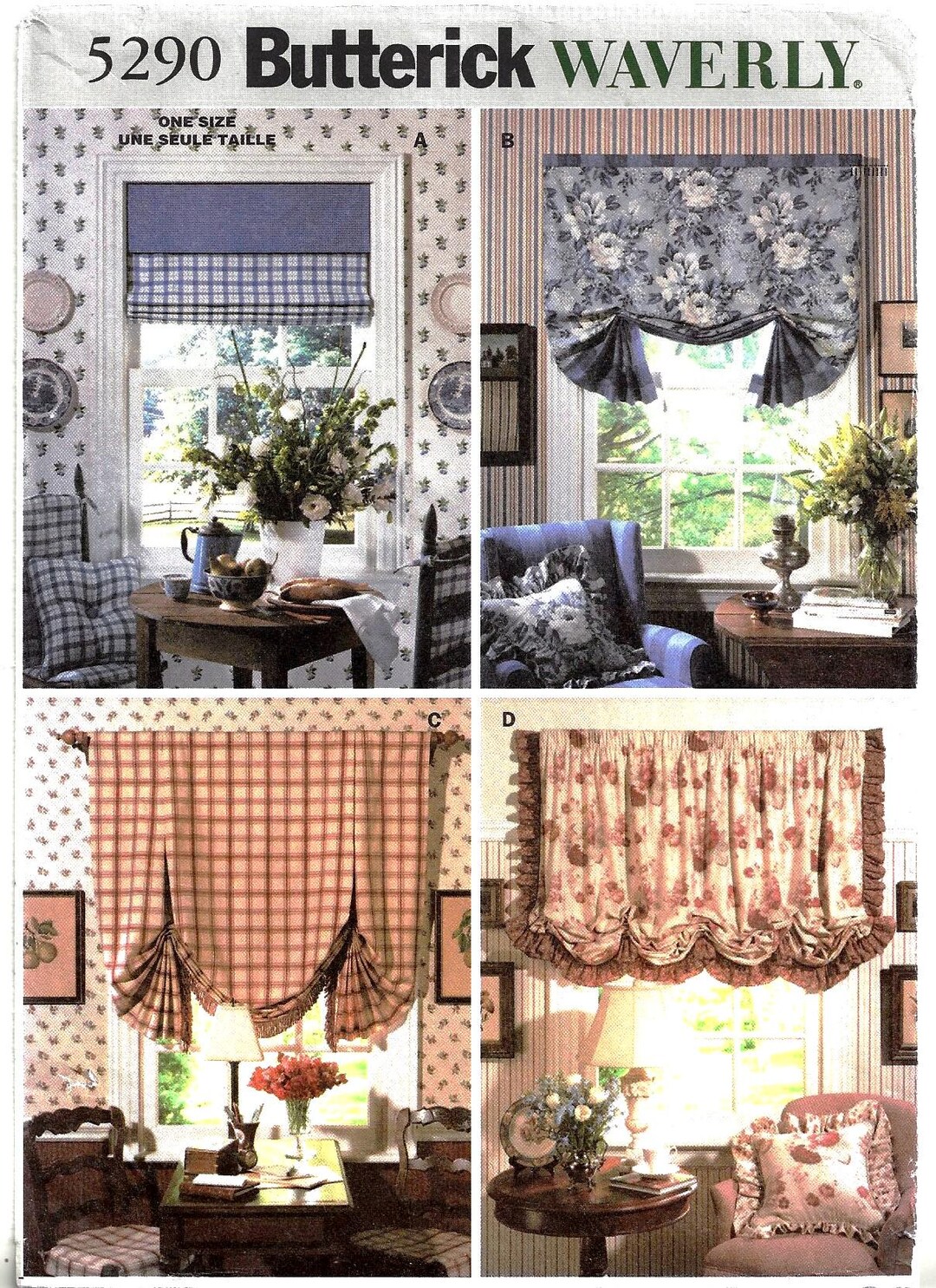 Butterick 5290 Sewing Guide Patterns and Instructions for Four Window Shades Waverly Uncut - Etsy