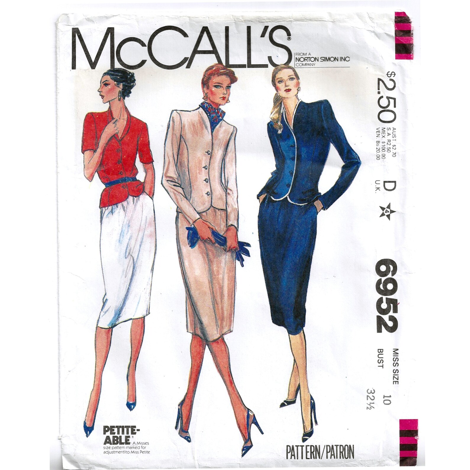 Mccalls 6952 Sewing Pattern Misses Vintage 80s Lined Jacket With Revers ...