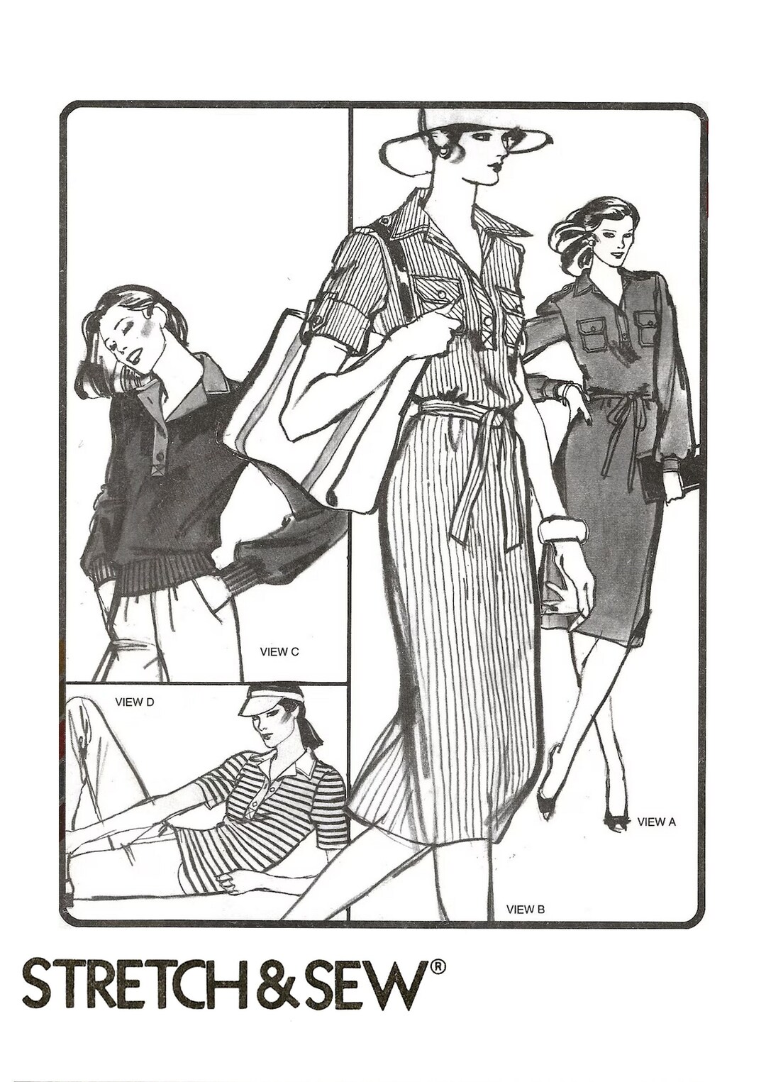 Stretch & Sew 1560 Sewing Pattern Misses Tab Front Dress and Top Patch ...