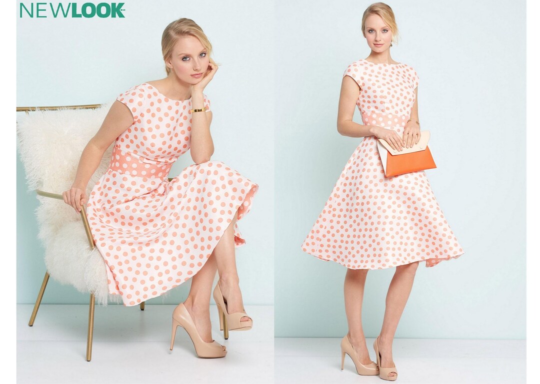 New Look 6447 Sewing Pattern Misses Shaped Waistband Dress in Two ...