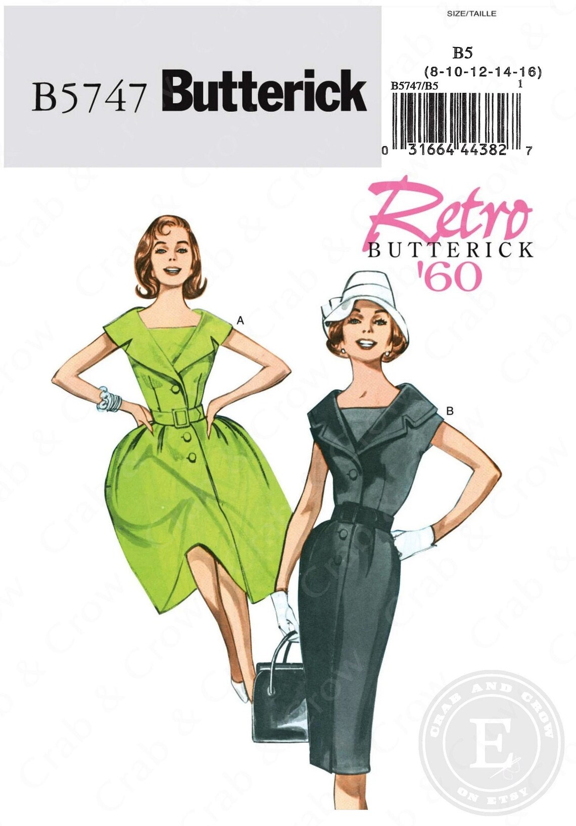 Butterick B5747 Sewing Pattern Misses Retro 60s Slim or Flared - Etsy