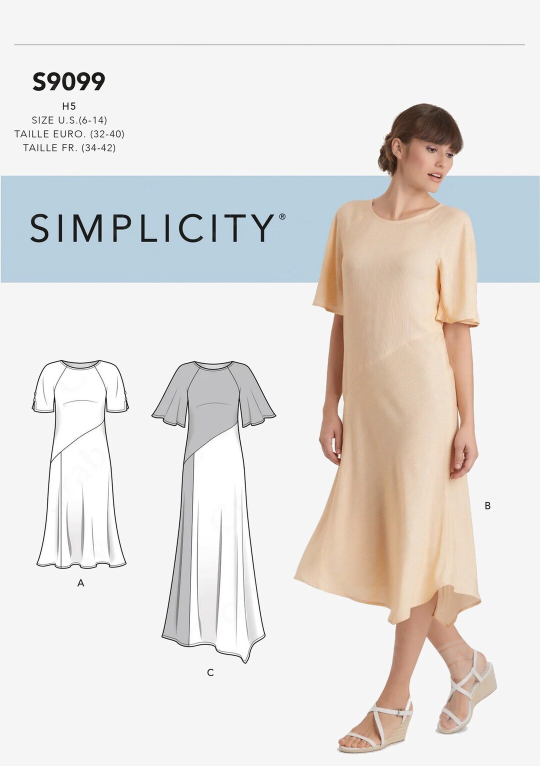 Simplicity S9099 Sewing Pattern Misses Dress With Length Sleeve and ...
