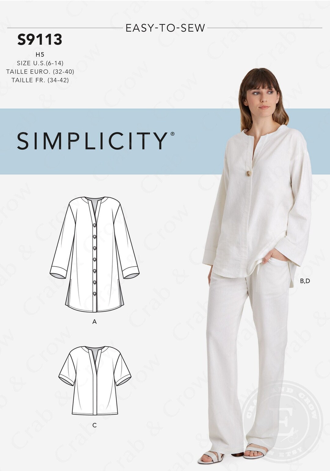 Simplicity S9113 Sewing Pattern Misses Tunics Top and Pull on Pants Sz ...