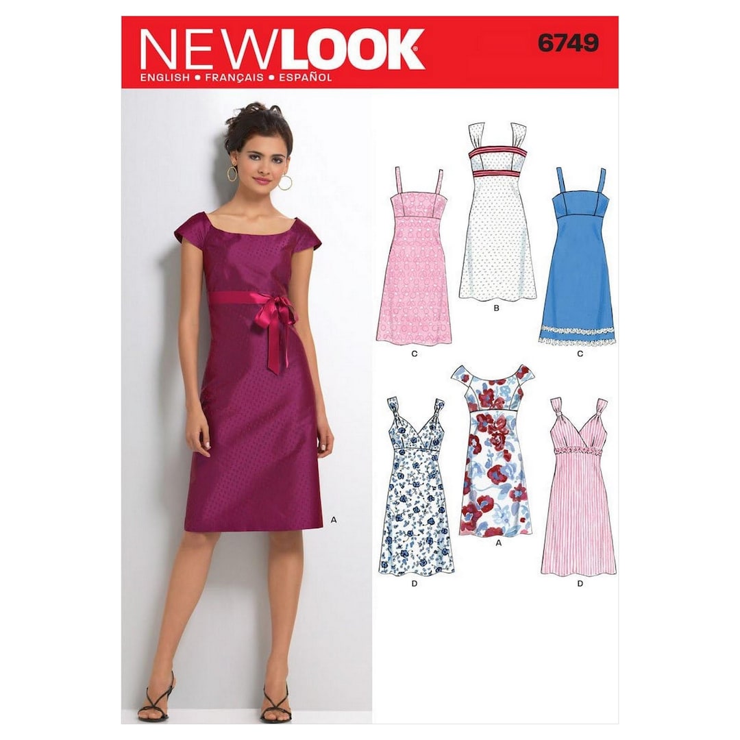 New Look 6749 Sewing Pattern Misses Empire Waist Dresses Sz 6-16 Uncut ...