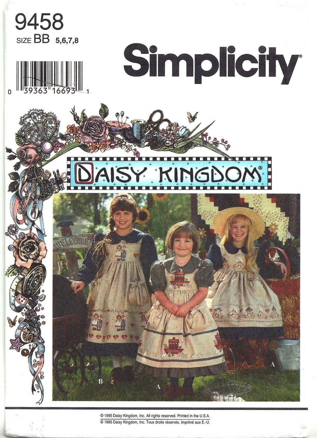 Simplicity 9458 Sewing Pattern Childs Dress and Pinafore by Daisy ...