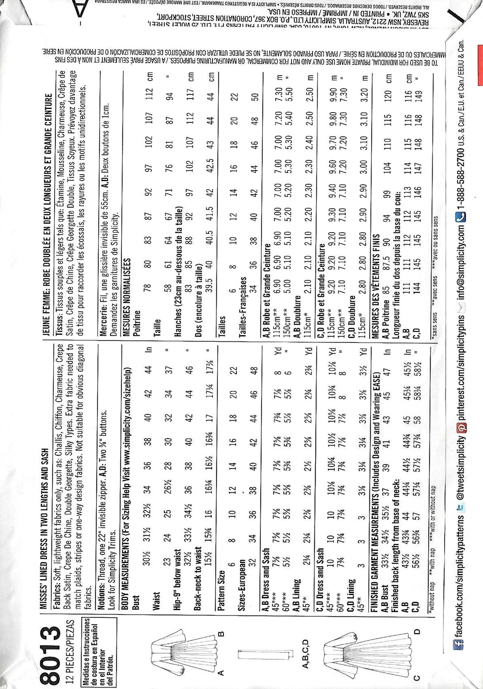 Simplicity 8013 Sewing Pattern Misses Vintage 70s Reproduction - Etsy