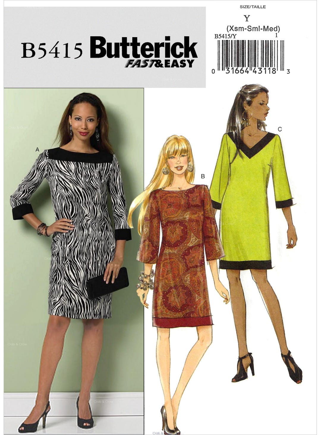 Butterick B5415 Sewing Pattern Misses Fast and Easy Close Fitting ...