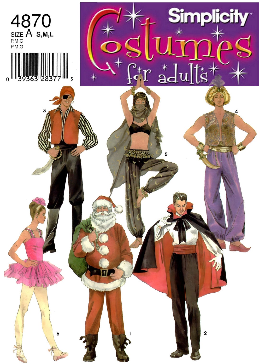 Simplicity 4870 Sewing Pattern Misses Mens Unisex Halloween Costumes ...