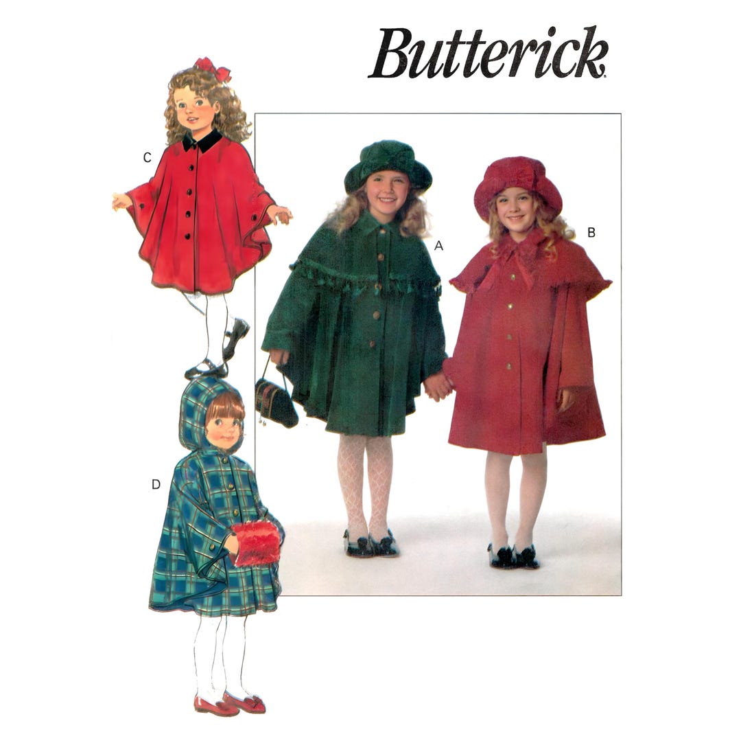 Butterick 3041 Sewing Pattern for Girls Easy Loose Fitting Lined Cape ...