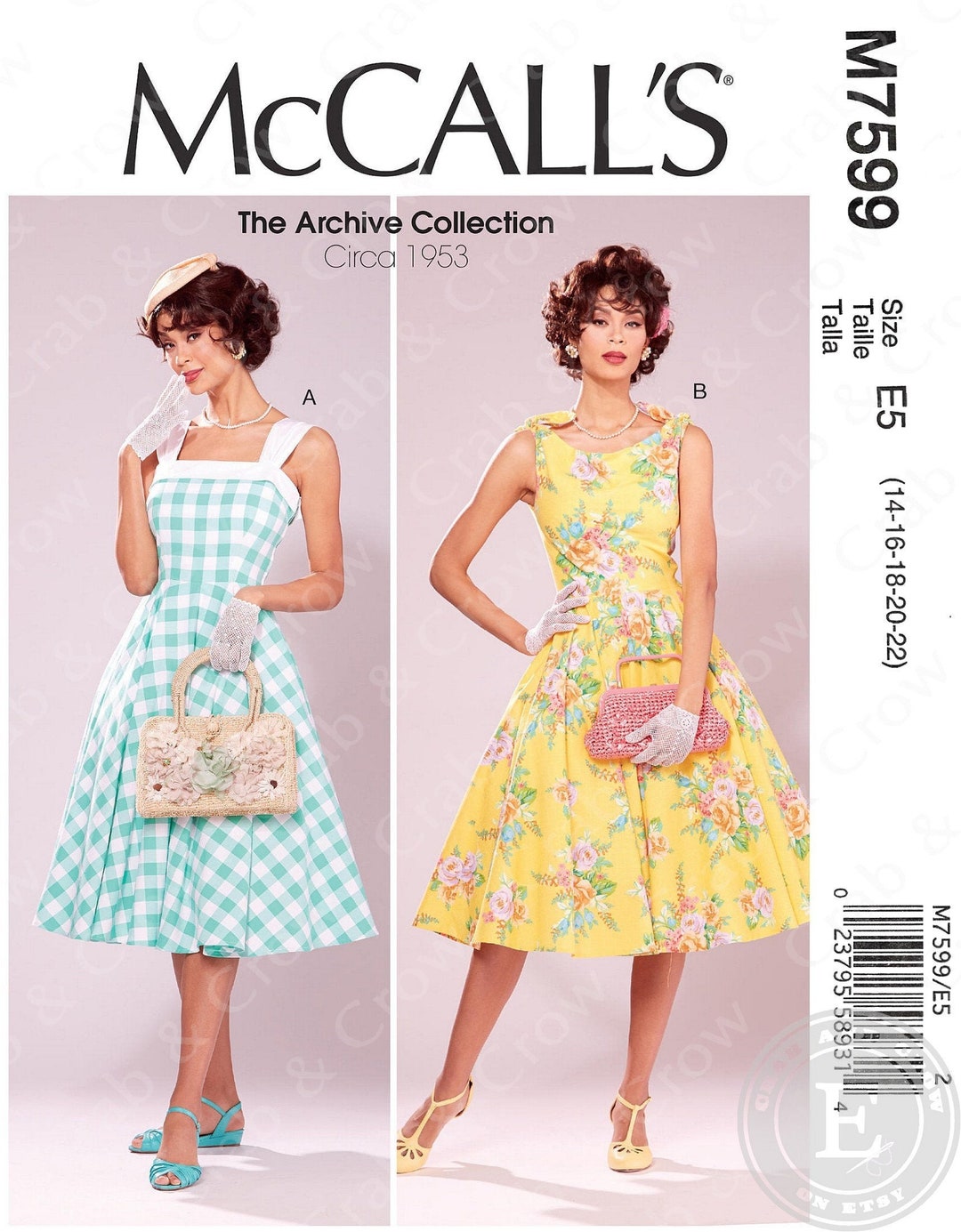 Mccalls M7599 Sewing Pattern Misses Archive Collection Circa 1953 ...