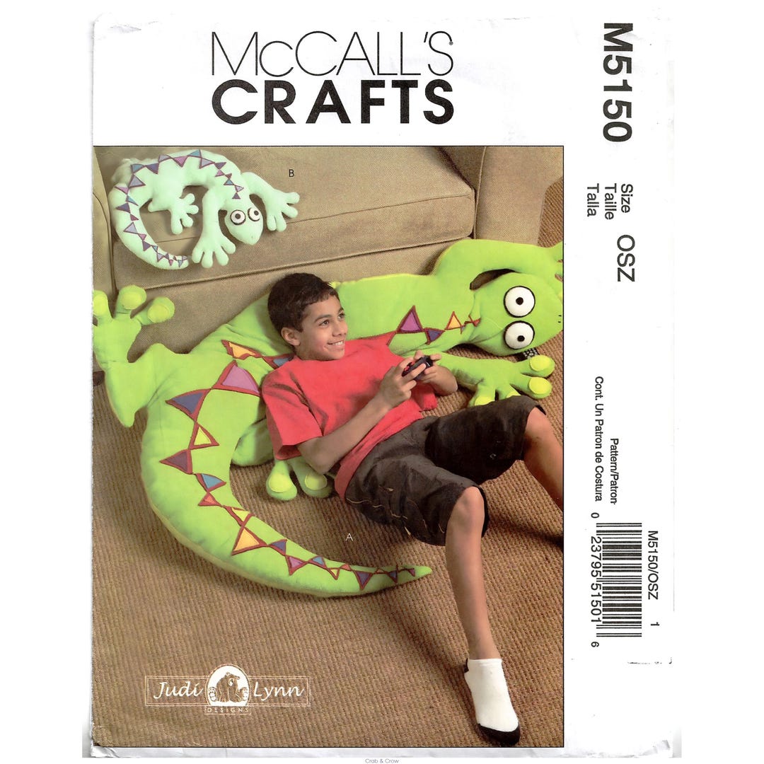 Mccalls M5150 Sewing Pattern for Large Plush Lizards in Two Sizes Uncut ...