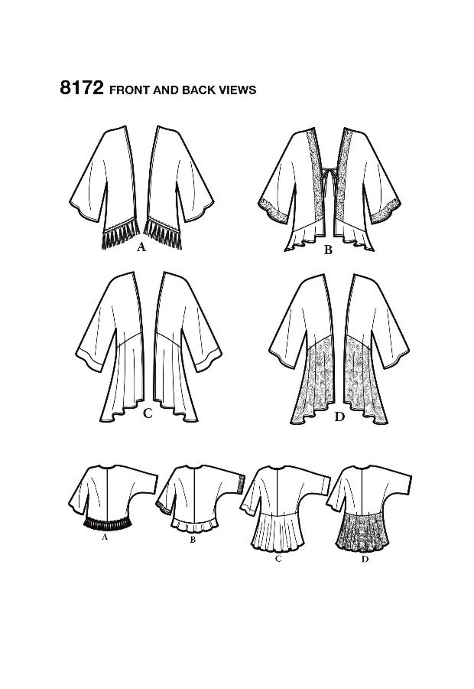 Simplicity S8172 Sewing Pattern Misses Fashion Kimonos With - Etsy