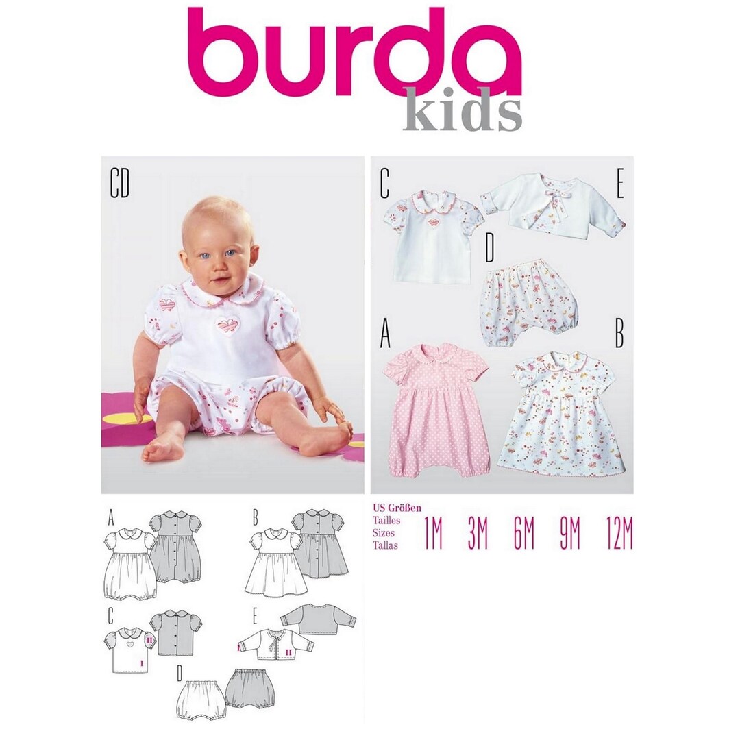 Burda 9752 Sewing Pattern Infants Coordinates Dress Romper Jacket Top ...