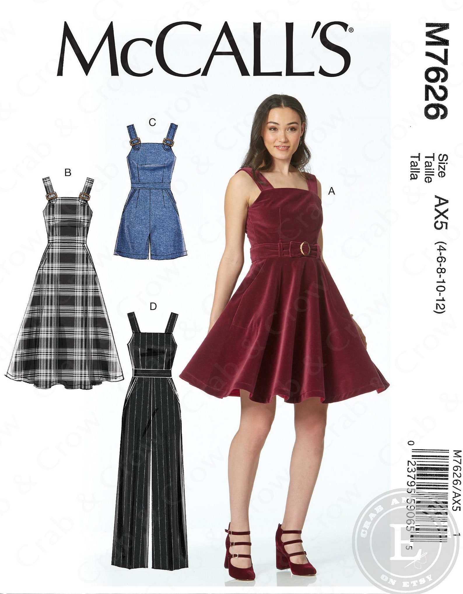 Mccalls M7626 Sewing Pattern Misses Dresses Belt Romper and Jumpsuit ...